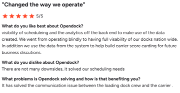Opendock Dock Scheduling